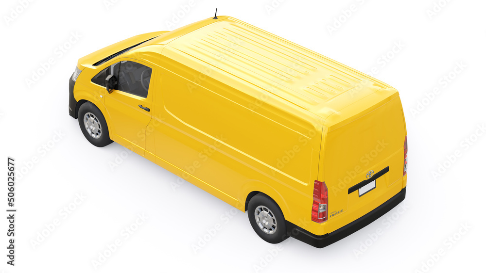 Tokyo, Japan. April 12, 2022: Toyota Hiace. Yellow commercial van for ...