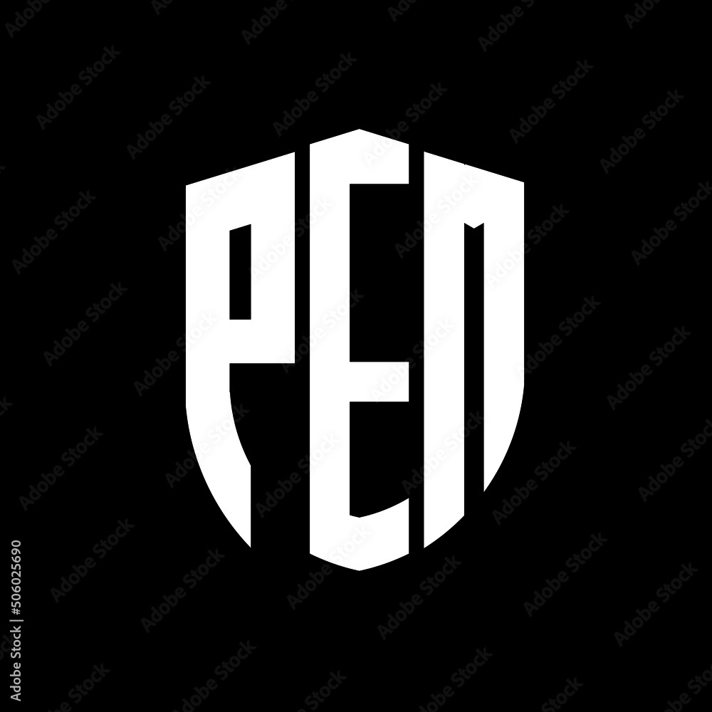 PEM letter logo design. PEM modern letter logo with black background ...