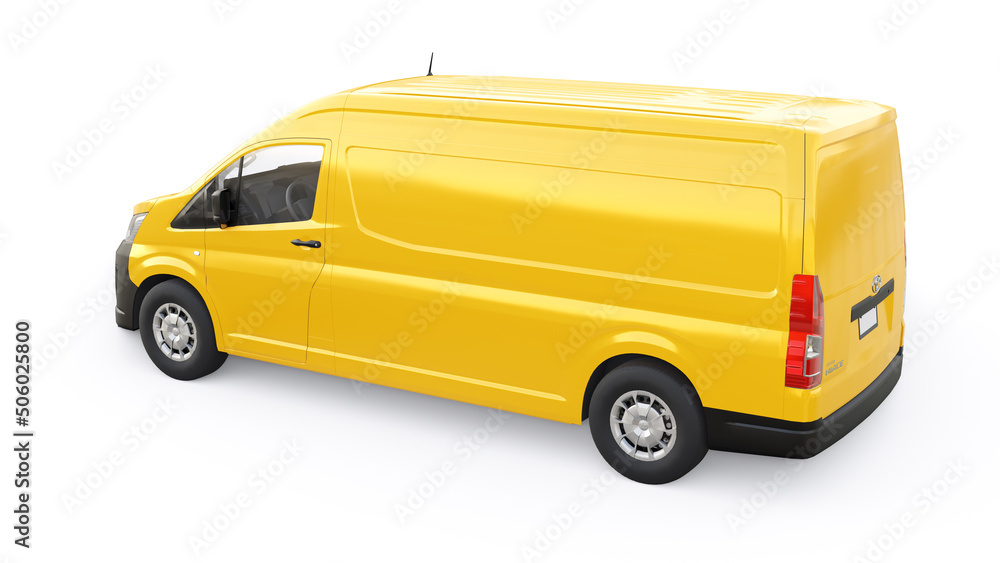 Tokyo, Japan. April 12, 2022: Toyota Hiace. Yellow commercial van for ...