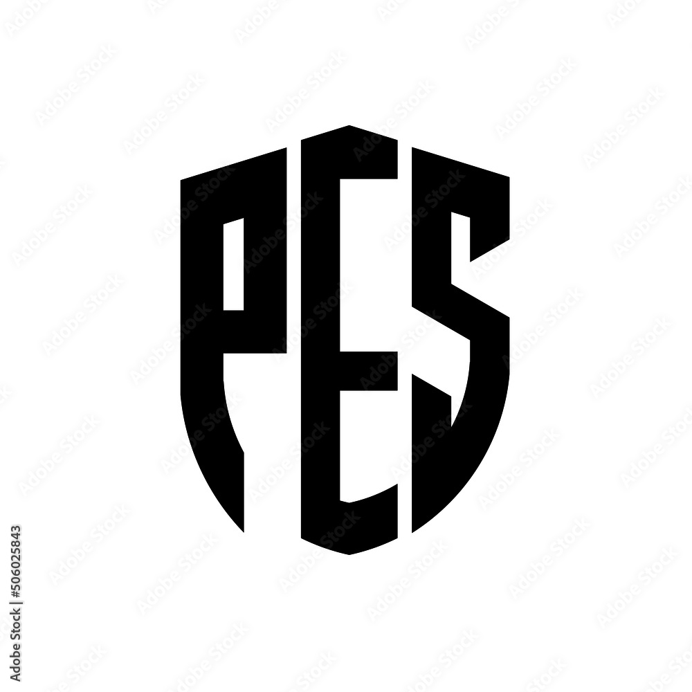 PES letter logo design. PES modern letter logo with black background ...