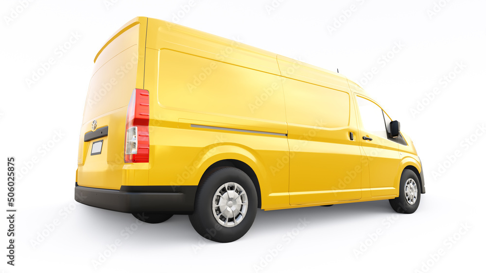 Tokyo, Japan. April 12, 2022: Toyota Hiace. Yellow commercial van for ...