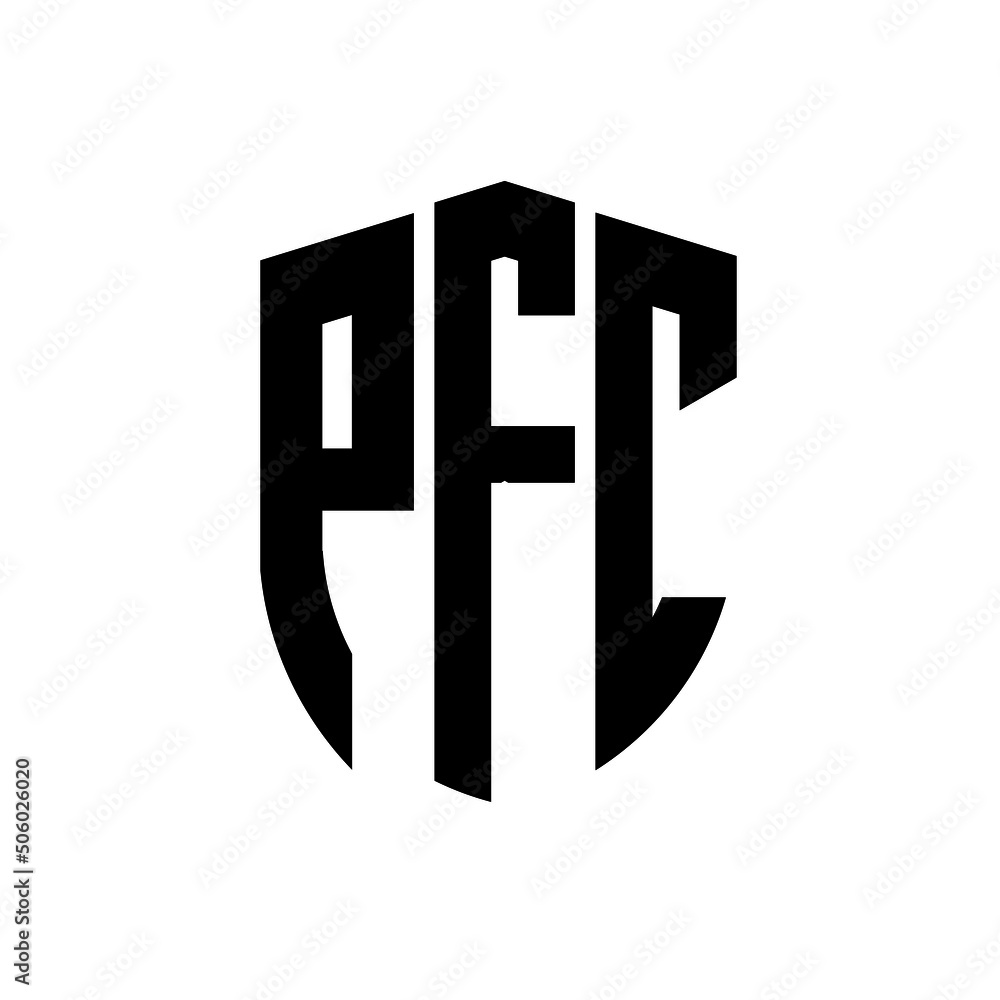 PFC letter logo design. PFC modern letter logo with black background ...