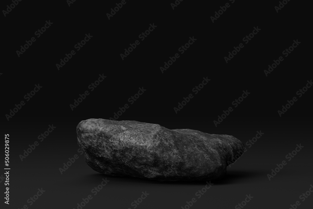 ภาพประกอบสต็อก Black stone pedestal 3d background of abstract rock ...