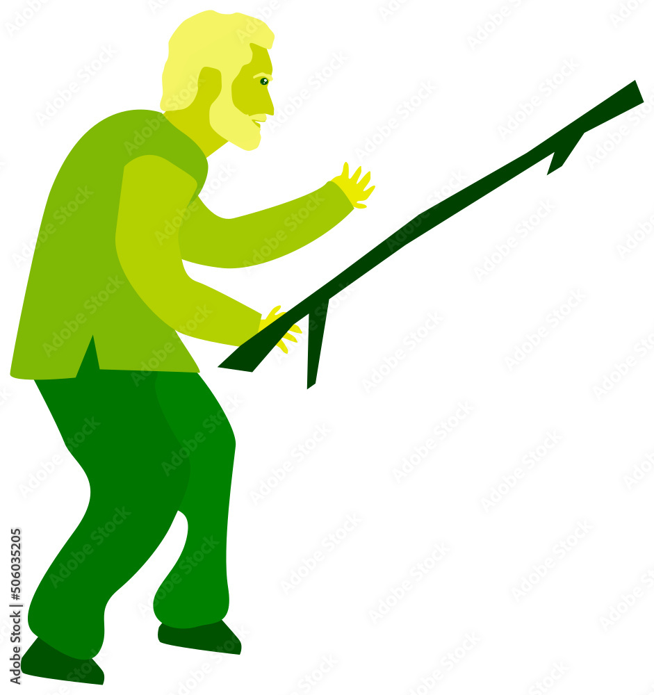 Vetor de Old man walk with tree cane. This green icon can use for ...