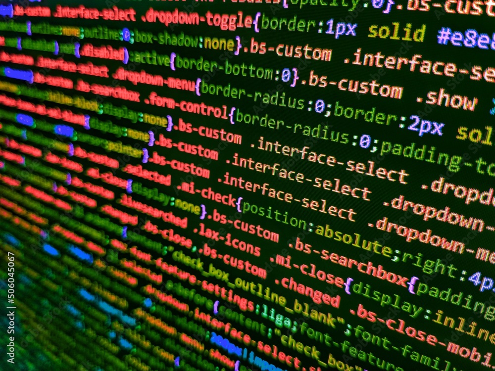 Writing Programming Code On Laptop Web Developer Programmer Monitor Screen Display Abstract