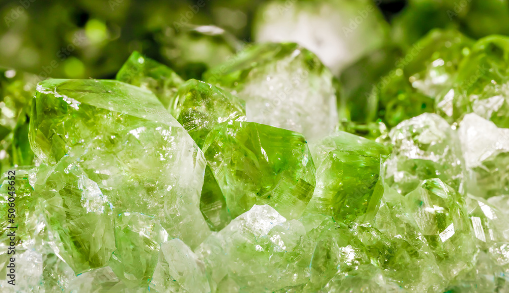 Green crystal mineral stone. Gems. Mineral crystals in the natural ...