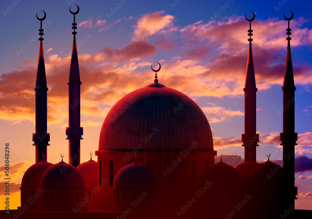 Traditional Arabic mosque. Building for Muslim prayers. Arabic temple ...