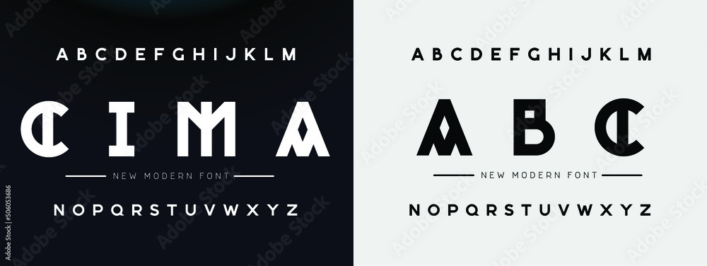 CIMA ABC Sports minimal tech font letter set. Luxury vector typeface ...