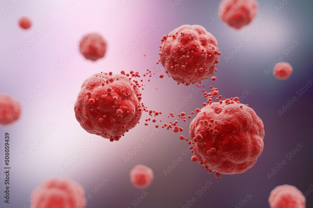 Cell disintegration and atom aggregation concept. Division explosion ...