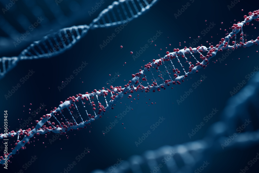 DNA structure blood red circle round spiral ring blue deep shape string ...
