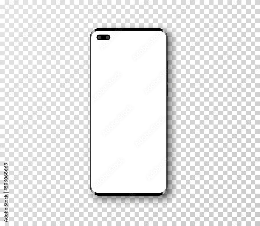 Smartphone mockup. 3d Mobile phone model. Front view. Phone with white ...