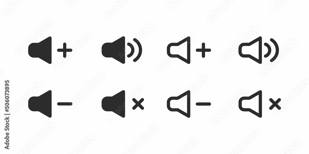 Speaker icon set. volume icon. loudspeaker icon. Volume Up and down ...