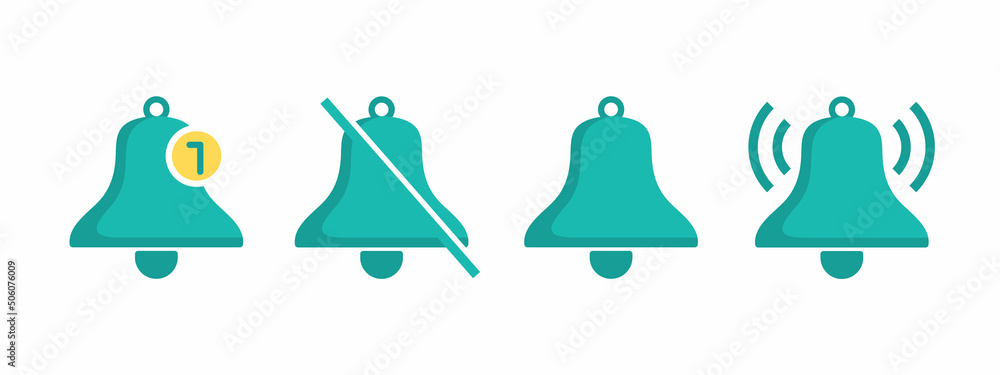 Bell icon. Notification icon vector, material design, New message. Bell ...