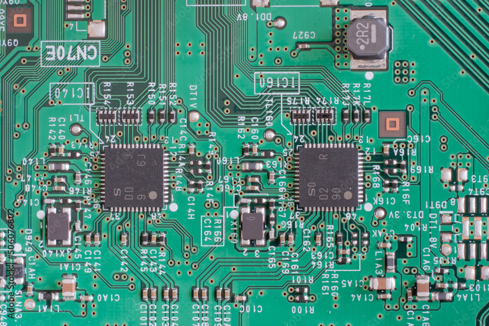 Semiconductor IC on printed circuit board Stock Photo | Adobe Stock