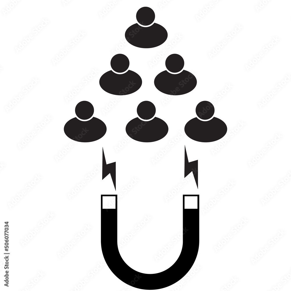 customer people attracting with magnet icon. customer retention icon ...