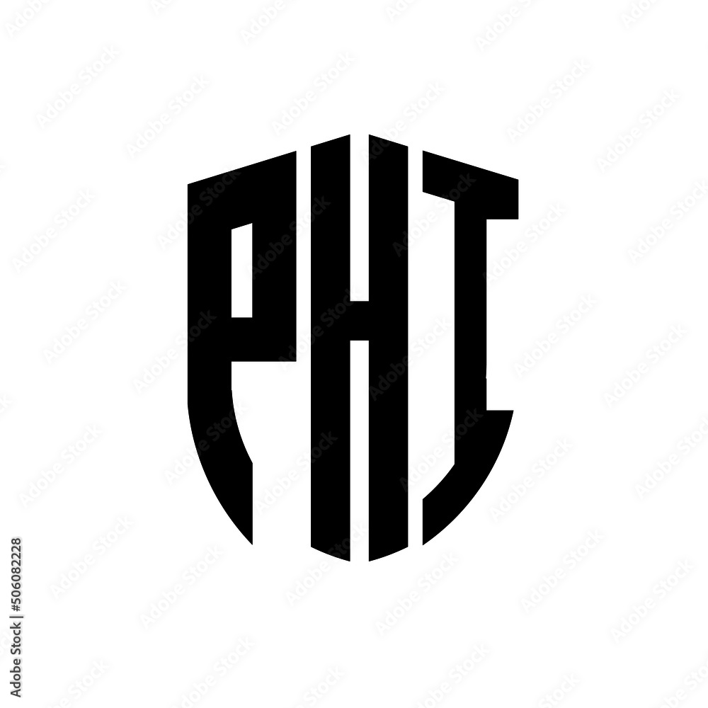 PHI letter logo design. PHI modern letter logo with black background ...