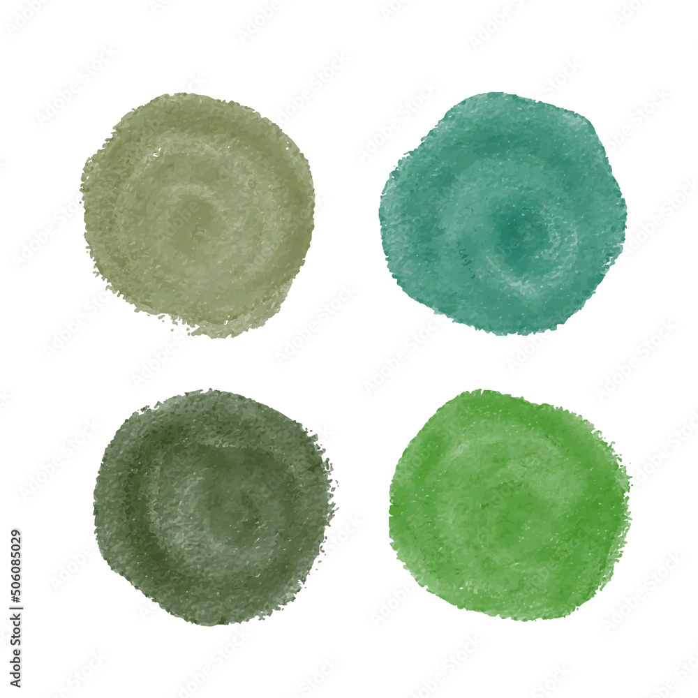 Color Round brush strokes vector illustration, Green round frame or ...