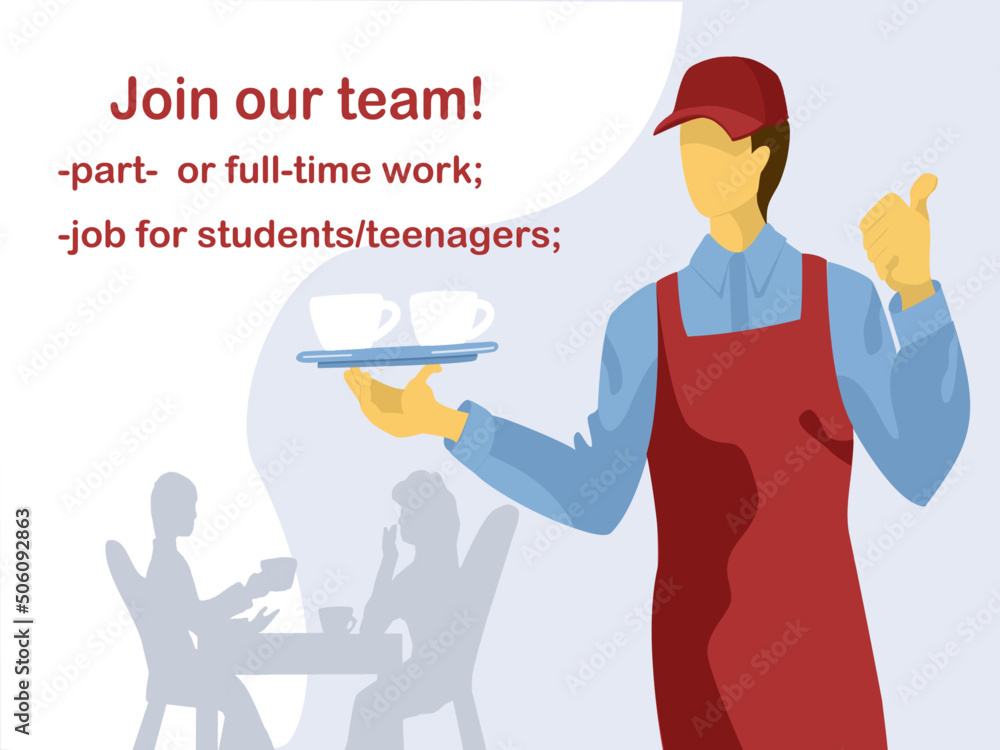 Recruitment poster for students or teenagers. Part-time concept. A ...