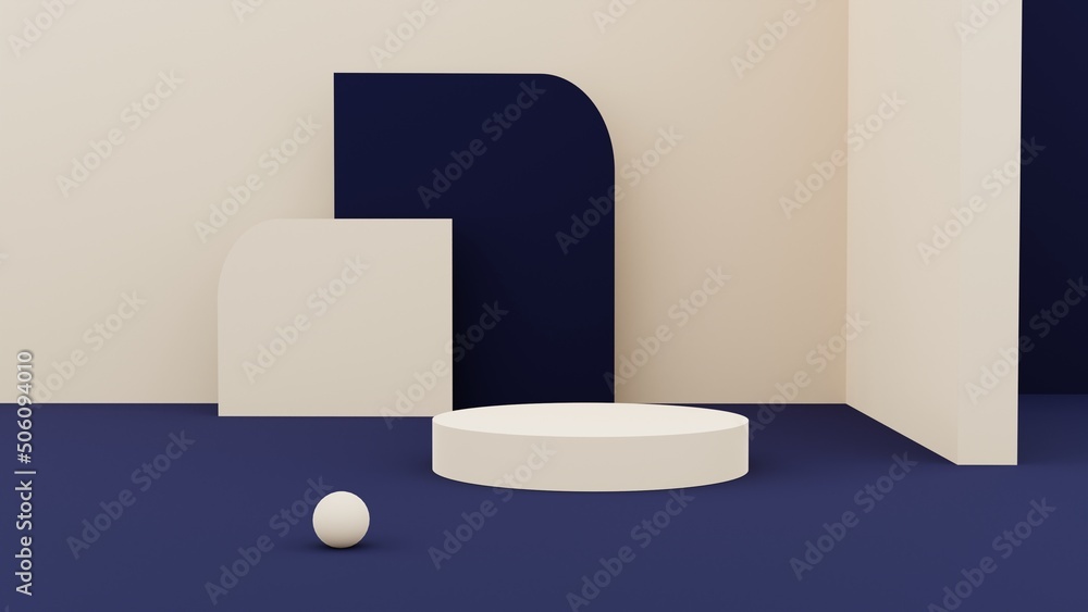 Background 3d brown rendering with podium and minimal cream studio ...
