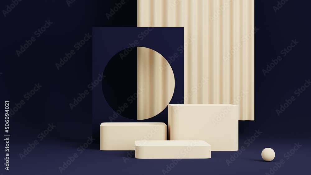 Background 3d brown rendering with podium and minimal cream studio ...