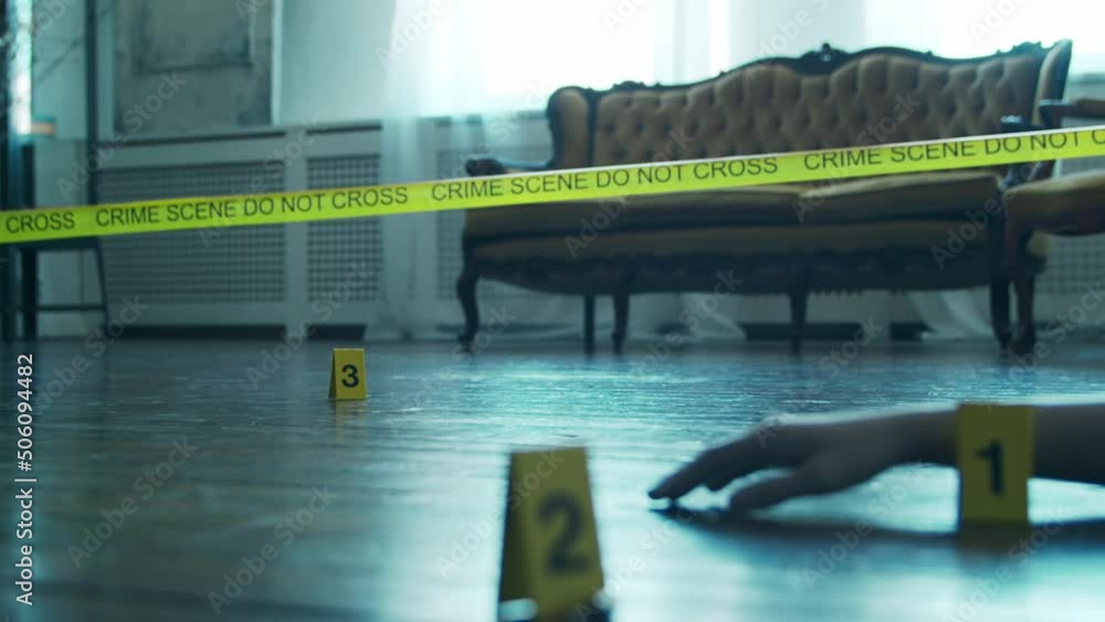 Closeup of a Crime Scene in a Deceased Person's Home. Dead man, Police ...
