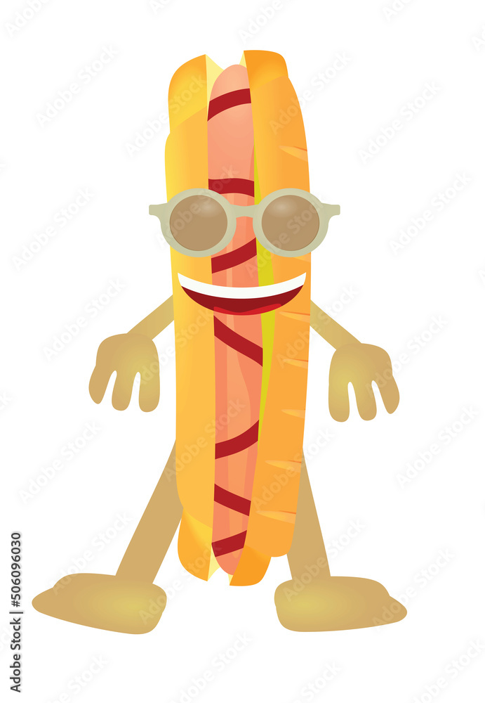 Hot dog character. vector illustration Stock Vector | Adobe Stock