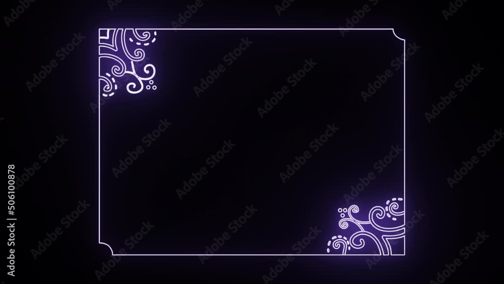 Animated Glowing Neon Light Frame Template with Rotating Tropical Palm ...