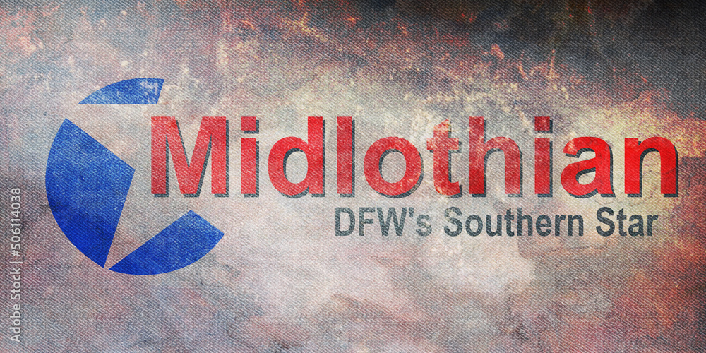 Top view of retro flag of Midlothian, Texas, untied states of America ...