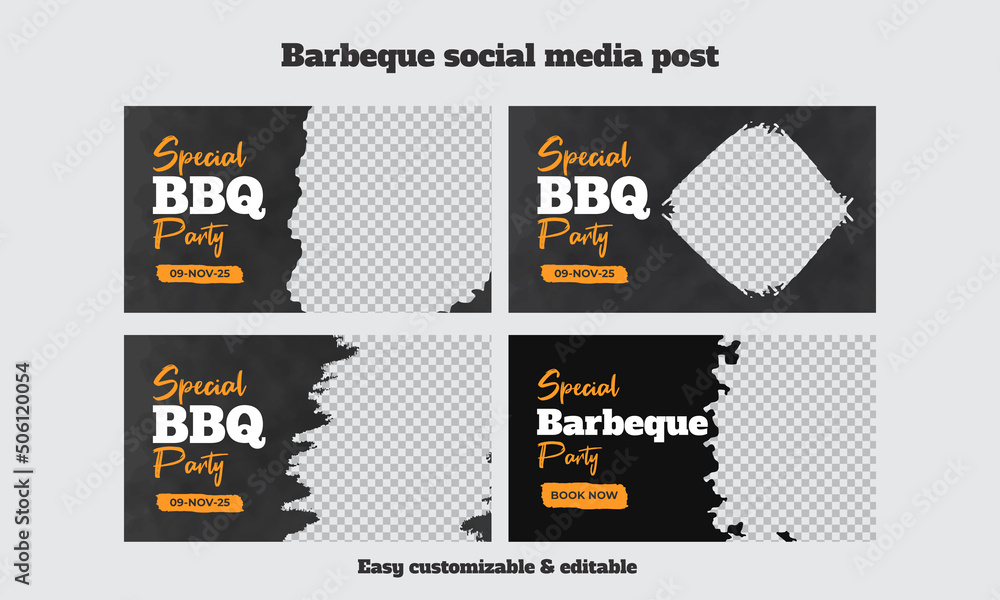 Barbeque social media thumbnail template. Delicious grill bbq food ...