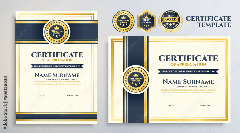 Luxury Certificate Template. Royal Geometric Golden Certificate ...