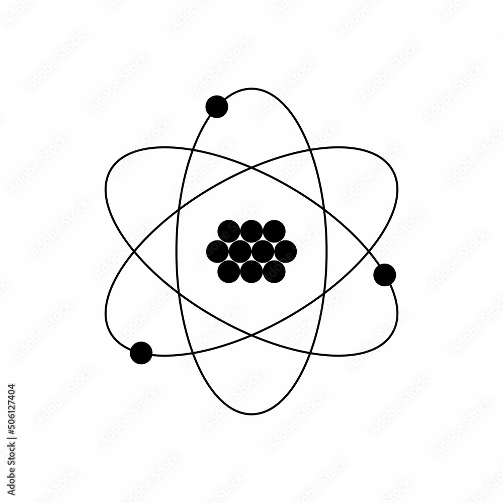 atom structure model. nucleus of protons and neutrons. orbital ...