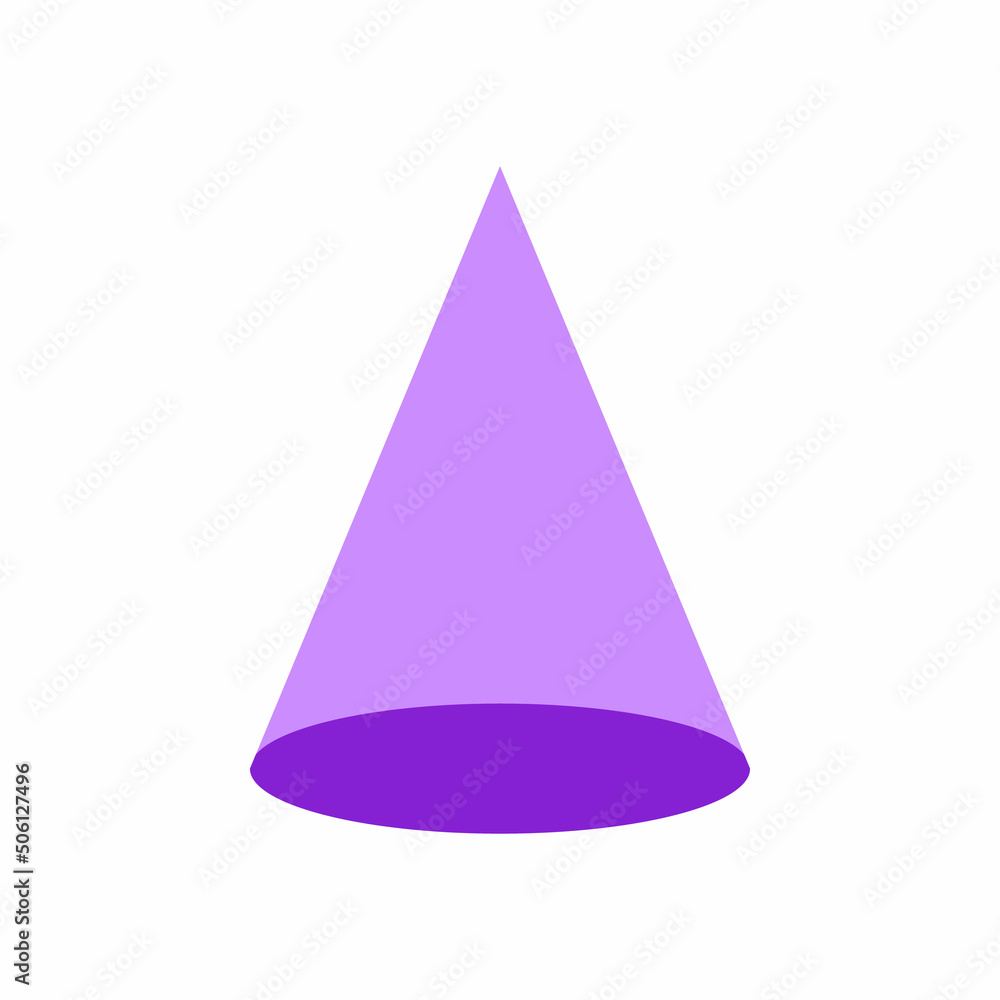 Violet cone basic simple 3d shape isolated on white background Stock ...