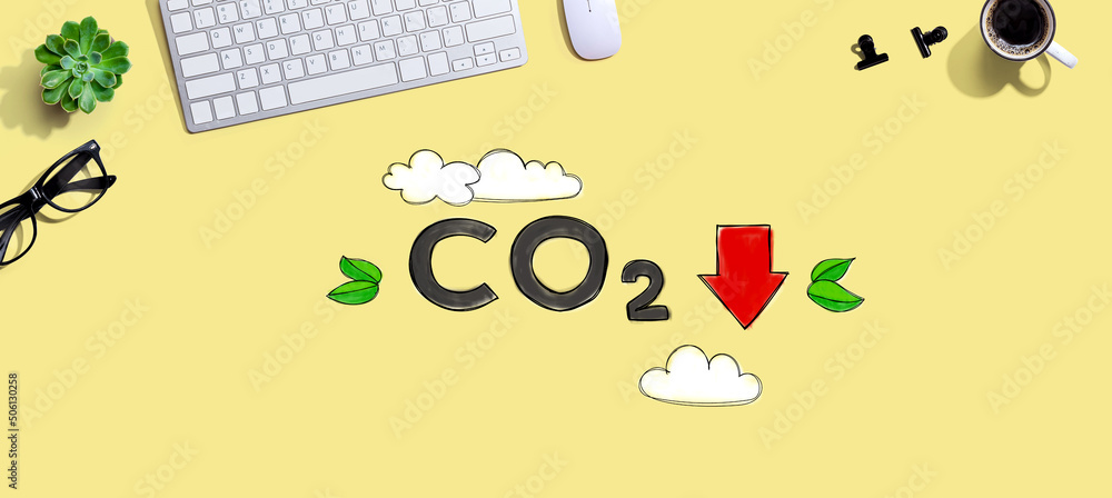 Reduce CO2 concept with a computer keyboard and a mouse Stock Photo ...