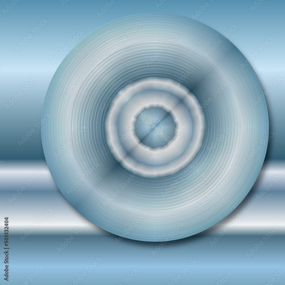 Abstract illustration featuring a pale blue circular gizmo against a ...