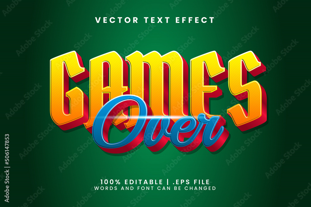 game over 3d cartoon style text effect Stock Vector | Adobe Stock