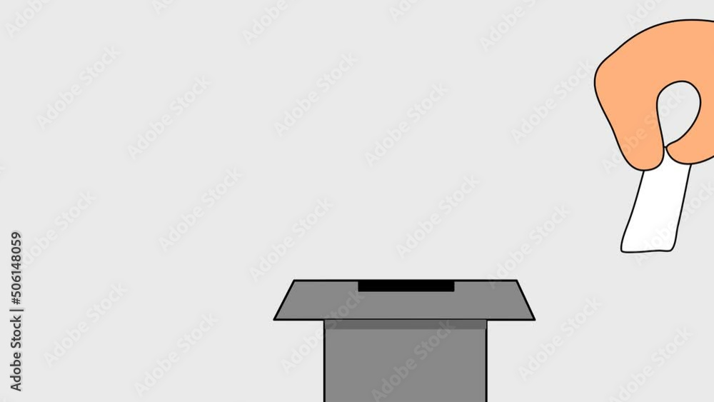 Hand throws a leaf into the ballot box on transparent background ...