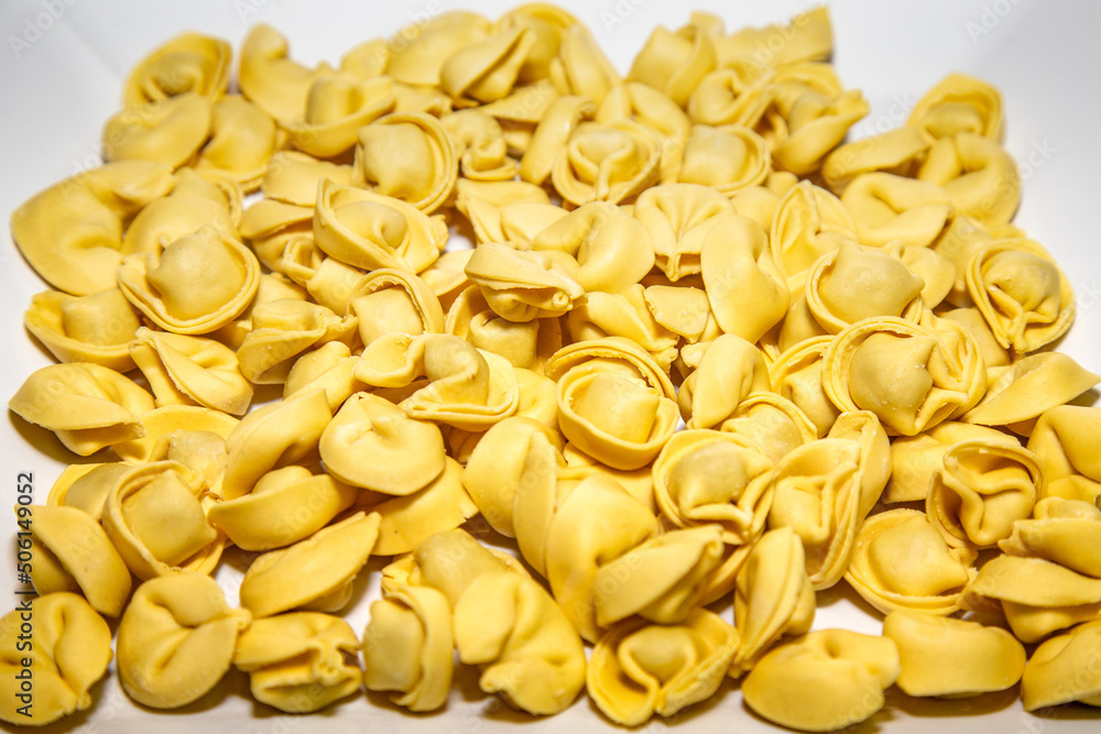 Traditional Italian tortellini (capeletti, agnolini) fresh pasta ...