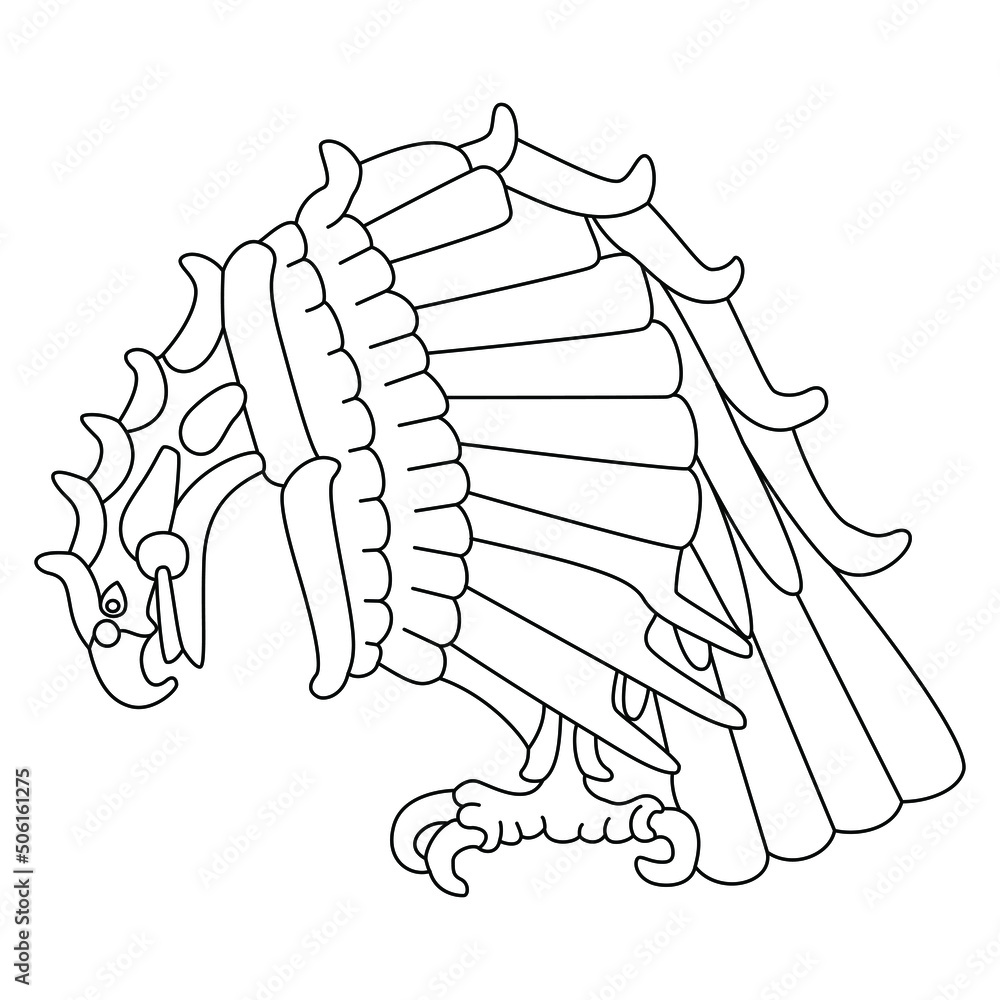 Stylized perched eagle bird. Native American animal design of Toltec ...