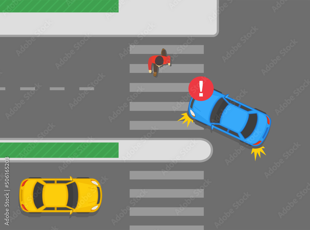 Safety car driving and traffic regulation rules. Wrong turn position on ...