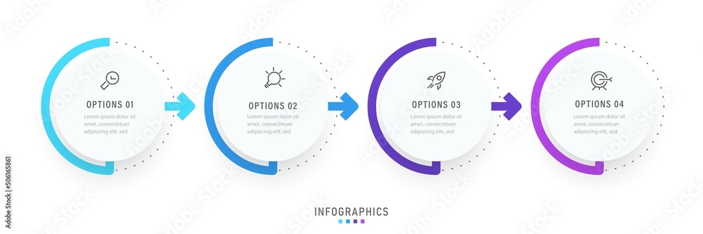 Vector Infographic label design template with icons and 4 options or ...