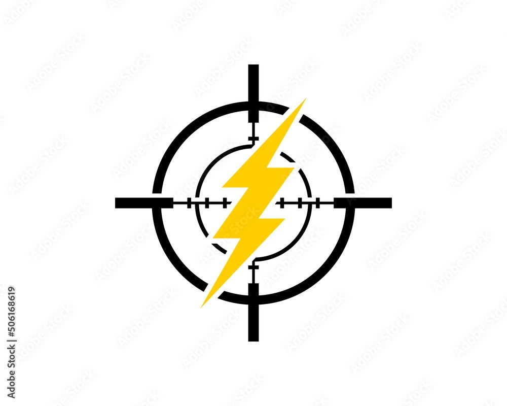 Sniper symbol with electrical lightning inside Stock Vector | Adobe Stock