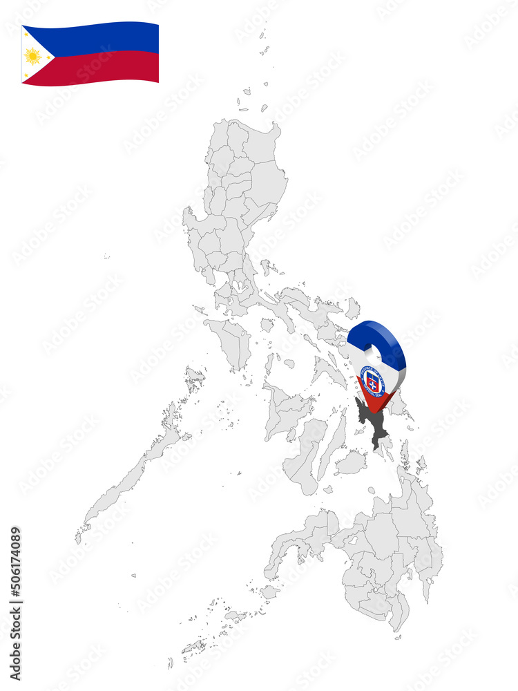 Location Province of Leyte on map Philippines. 3d location sign of ...