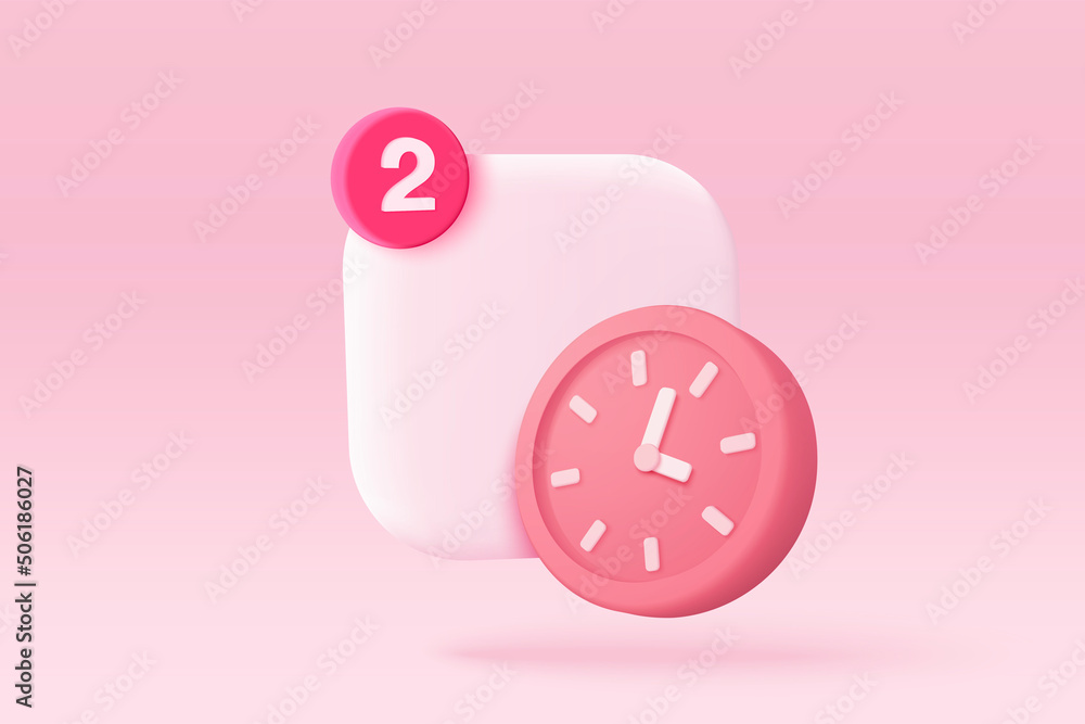 3D app icon with notification alert speech bubble, online social ...
