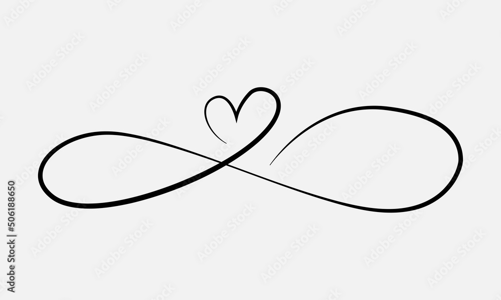 Love heart In the sign of infinity. Sign on postcard to Valentines day ...
