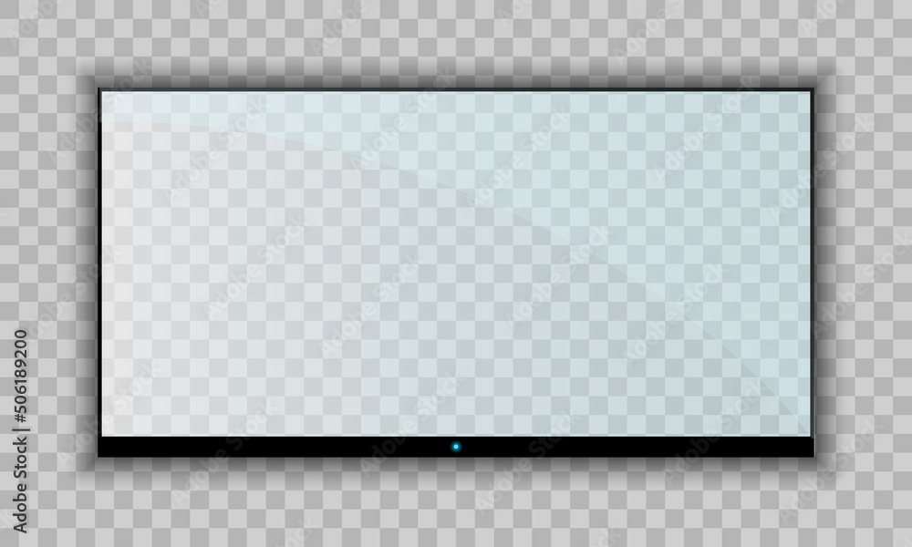 Empty tv frame with reflection and transparency screen isolated. Lcd monitor vector illustration ...