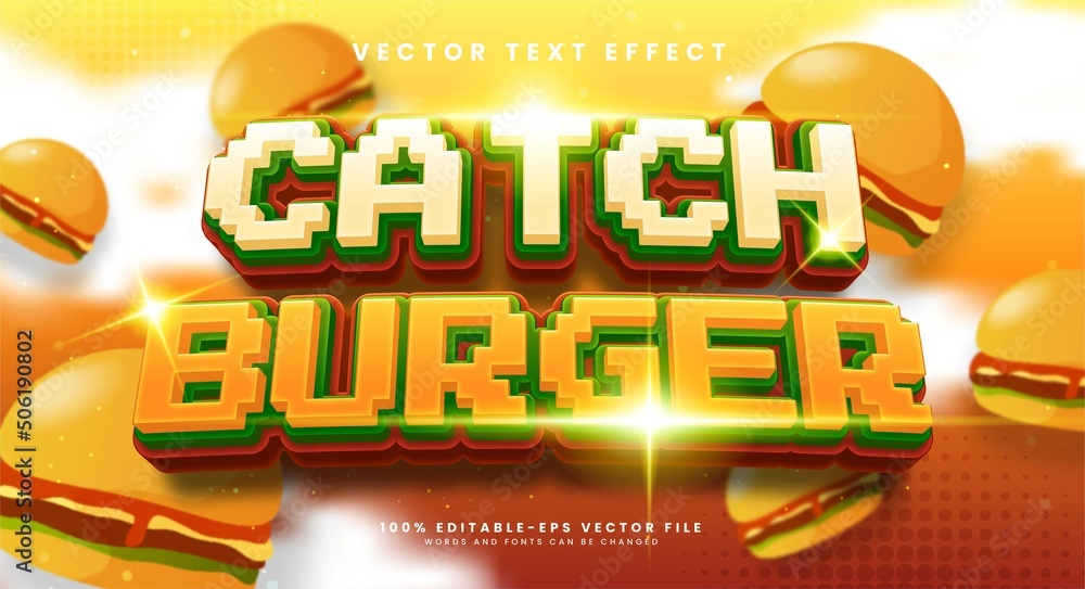 Catch burger text effect with games concept, suitable for burger food ...
