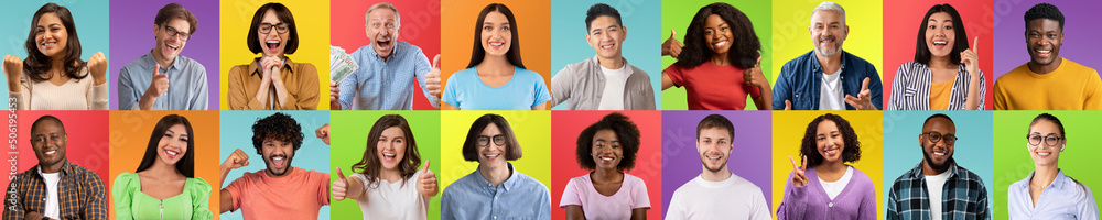 Multiple Joyful People Of Different Age And Ethnicity Posing Over ...