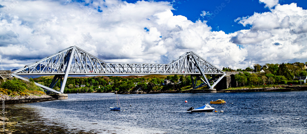 Connel Bridge near Oban Scotland, is a cantilever bridge that spans ...