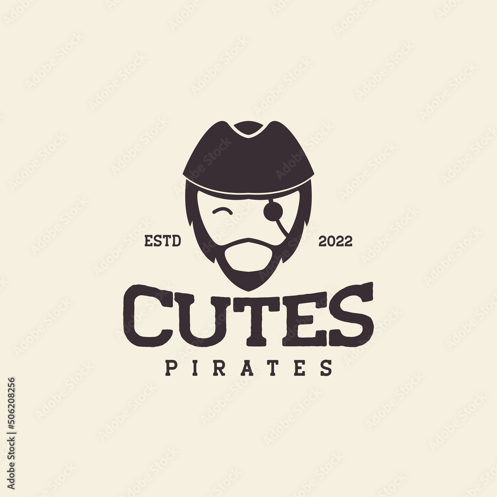 head cute pirates vintage logo design vector graphic symbol icon ...