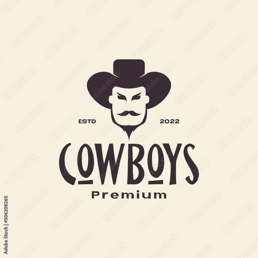simple head cowboy vintage logo design vector graphic symbol icon ...